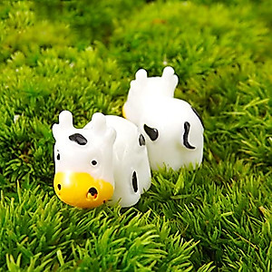 Aydinids 35 Pcs Mini Cow Figurines Resin Cow Miniature Animals Figurines Fairy Garden Miniature Moss Landscape DIY Crafts