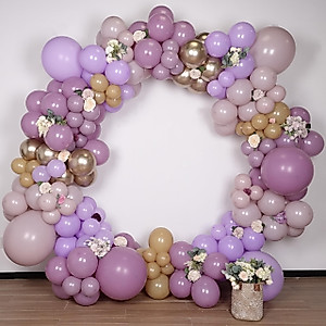 Pink and Purple Balloon Arch Kit - Dusty Purple Lavender Champagne Gold Pink Balloons for Girls Birthday Baby Shower Wedding Bridal Shower Balloon Arch Decorations Retro Purple Pink Balloon Garland
