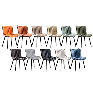 YOUNUOKE Dining Chairs Set of 2,Upholstered Mid Century Modern Chair Armless Faux Leather Accent Chairs with Backrest Metal Legs and Adjustable Feet for Kitchen Living Room Bedrooms,Orange