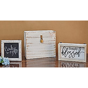 Eximious India Wedding Card Box with Card Slit and Lock 12"X10"X4.5"- Gift Wishing Well Card Box for Weddings, Receptions, Birthdays, Graduations, Baby Showers, Honeymoon Funds (White)
