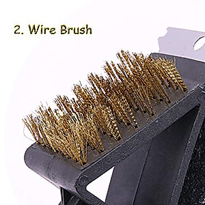 Bonaweite Stainless Steel Triangle Bird Cleaning Brush, Multi-Function Three-in-one Long Handle Brush, Pet Supply Cage Accessory for Parrot Birds …