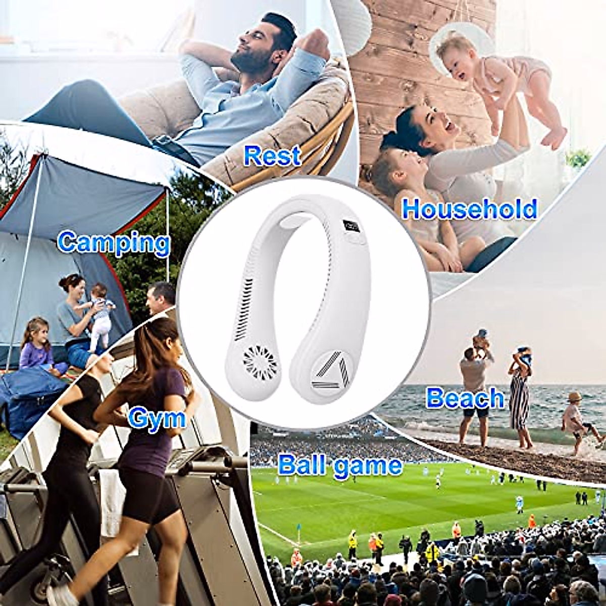 WOOLALA [2022 Newly] Built-in Cooling Chip Personal AC Neck Fan Truely Air Conditioner Hands-Free Wearable Fan for Quick Cool Down, 4000mAh USB Rechargeable Portable Fan for Daily Use