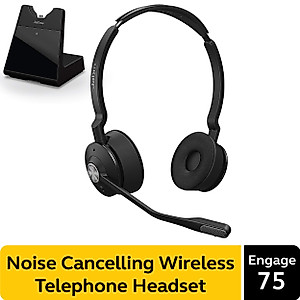 Jabra Engage 75 Wireless Headset, Stereo – Telephone Headset with Industry-Leading Wireless Performance, Advanced Noise-Cancelling Microphone, All Day Battery Life