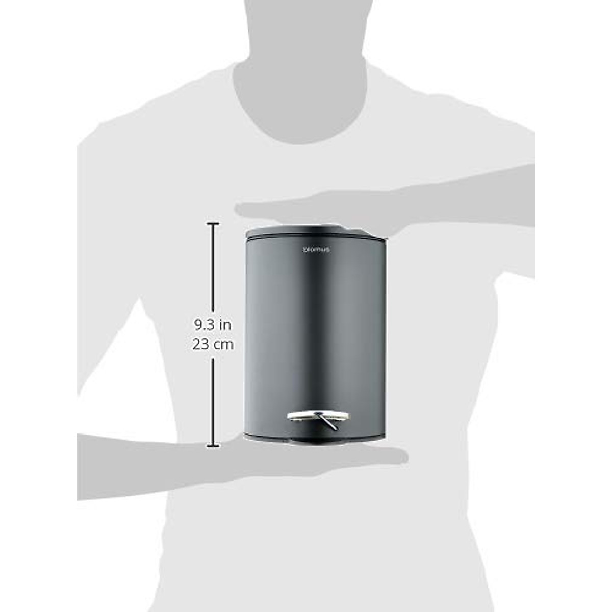 blomus -Tubo Pedal bin Made of Powder-Coated Steel, Anthracite, 3L Capacity, Smart Close System, Removable Bucket, Exclusive Bathroom Accessory (H x W x D): 24.5 x 17 x 17 cm, Anthracite, 6888)