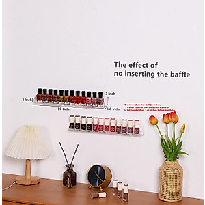 LikeU Nail Polish Rack Wall Mounted Shelf 4 Pack,Clear Acrylic Nail Polish Holder Organizer with Removable Anti-slip End Inserts,4 Tiers Floating Polish Organizer Display 60 Bottles