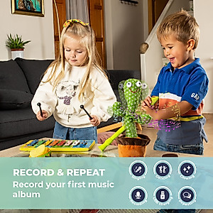 Chuchik Dancing Talking Cactus Toy for Babies - 60 Songs, 3 Changeable Outfits, Glowing LED Lights (1 Pack)