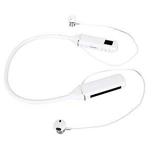 Yunseity Bluetooth 5.3 Neckband Headphones, LED Power Display Wireless Earbuds, Long Playtime in Ear Earphone Stereo Bass Headset with RGB Backligh for Sports Music Conference (White)