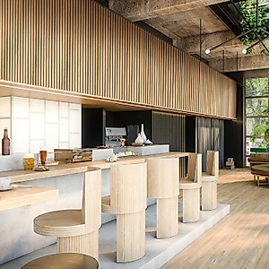 Acoustic Wood Slat Wall Panels for Interior Wall Decor | Soundproof Wall Panels | 3D Slat Wood Panels | Bedroom Sound Absorption Decor | 43.3” x 18.9” Each | Natural Oak (Oil Painted) - 2 PCS