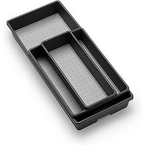 madesmart Classic 3-Tray Bin Pack - Granite | CLASSIC COLLECTION | Multi-Purpose Storage | Soft-grip Lining and Non-slip Rubber Feet | Durable | BPA-Free