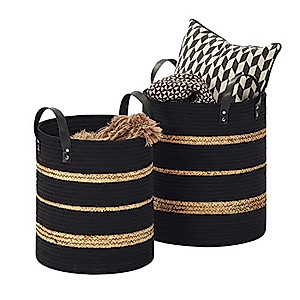 Closet Complete 2-Pc. Cotton & Grass Braided Basket Set (Black)