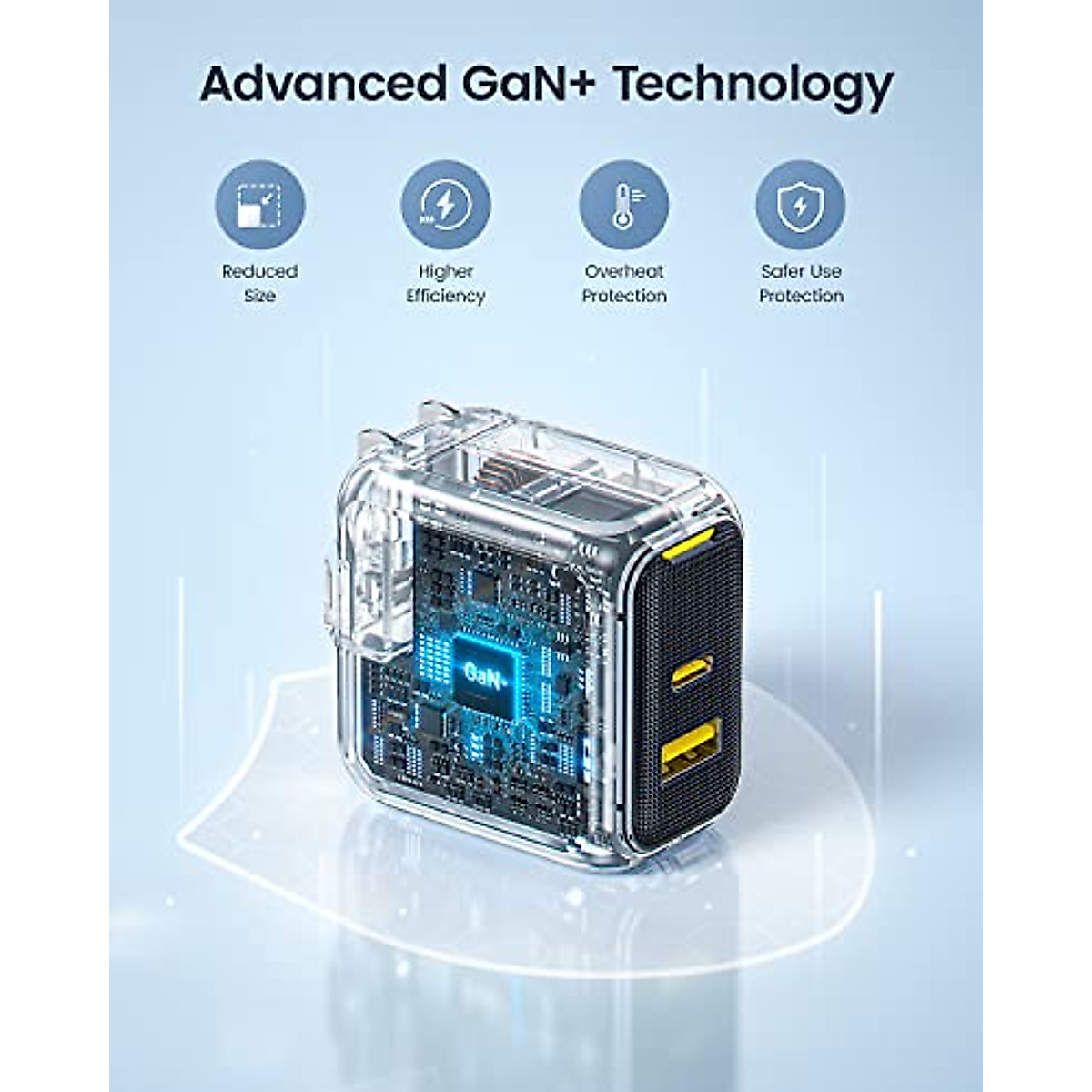 65W USB C Charger, AOHI 2 Ports 67W USB C GaN Charger Power Adapter, PPS Foldable Compact PD Fast Wall Charger with 4ft USB-C Display Cable for MacBook Pro/Air, iPhone 14, iPad Pro,Galaxy, Steam Deck