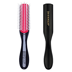 Denman Curly Hair Brush D14 (Black) 5 Row Styling Brush for Detangling, Separating, Shaping and Defining Curls, Fringes & Bangs - For Women and Men