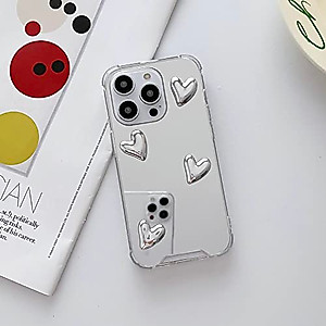 Shinymore iPhone 13 Pro Mirror Case Flexible Cute Heart Soft Silicone Clear Makeup Mirror Women Girls Shockproof Protect Cover Case for iPhone 13 Pro