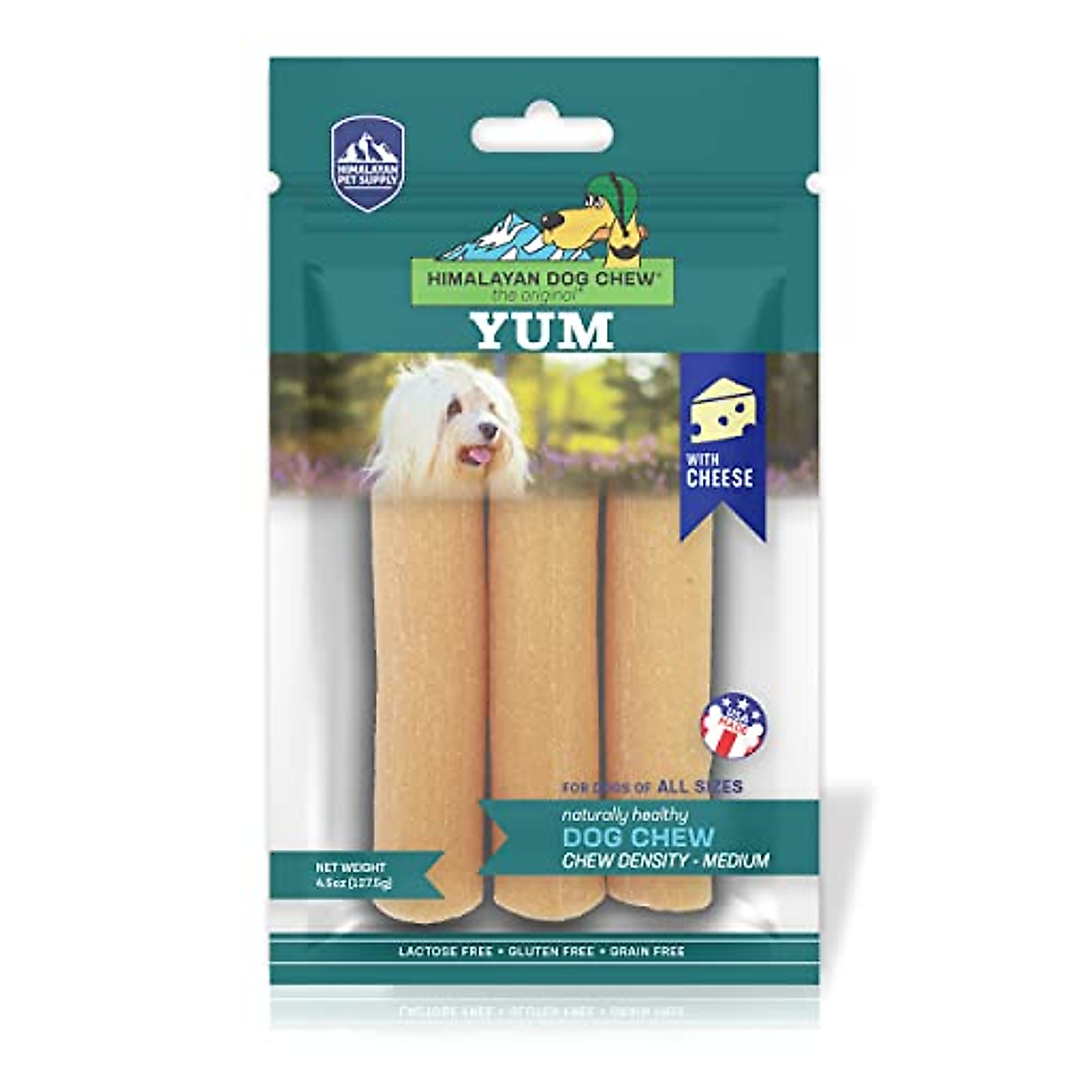 Himalayan Dog Chew Yak Cheese Dog Chews, 100% Natural, Long Lasting, Gluten Free, Healthy & Safe Dog Treats, Lactose & Grain Free, Protein Rich, Medium, 4.5 oz
