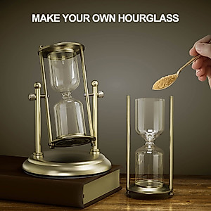 SuLiao Empty Hourglass Fillable, Brass 360° Rotating DIY Sand Timer, Unity Sand Hourglass for Wedding Ceremony Set, Large Antique Without Sand Clock Sandglass for Desk Home Office Decorative