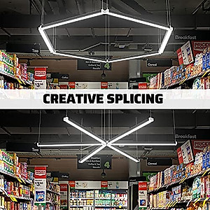 FAITHSAIL 4FT LED Linear Light 5000K 6000LM Suspension Office Lighting Fixture with Plug, 60W Commercial Light Fixture Shop Light for Office Gym Garage 4 Pack