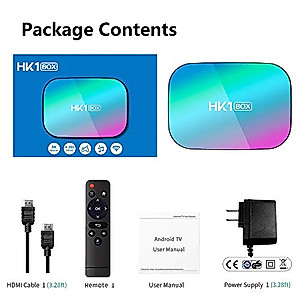 Sofobod HK1 Box Android 9.0 Smart TV Box with 4GB RAM 64GB ROM，Upgraded S905X3 Quad Core 64bit Cortex-A55 GPU G31 MP2, 2.4G/5G Dual WiFi BT4.0 H.265 Decoding LAN 1000, HD/4K/8K(HK1-4D)