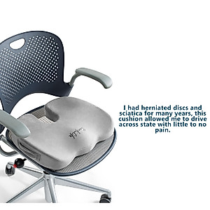 ComfiLife Lumbar Support Back Pillow Office Chair and Car Seat Cushion - Memory Foam with Adjustable Strap and Breathable 3D Mesh (Gray)