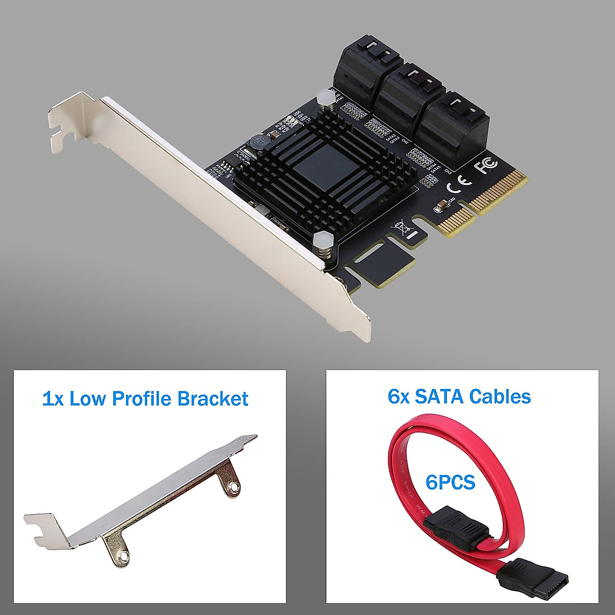 PCIe SATA Card [6 Ports], RIITOP PCIe x4 to 6 Port SATA 3.0 6Gbps Expansion Controller Adapter