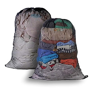 2 Pack Large Mesh Laundry Bag, Heavy Duty Mesh Laundry Bags Drawstring Lockable, 27×36inch Black Laundry Hamper Liner, Machine Washable, for Ball Storage, Travel, Toys, Sports Factories, Dorms