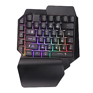 One Hand Gaming Keyboard and Mouse Combo with Converter,RGB Backlit 35 Keys Wired Keyboard and Gaming Mouse,Gaming Keyboard Set for Game,Support Android/iOS (Mix Pro)