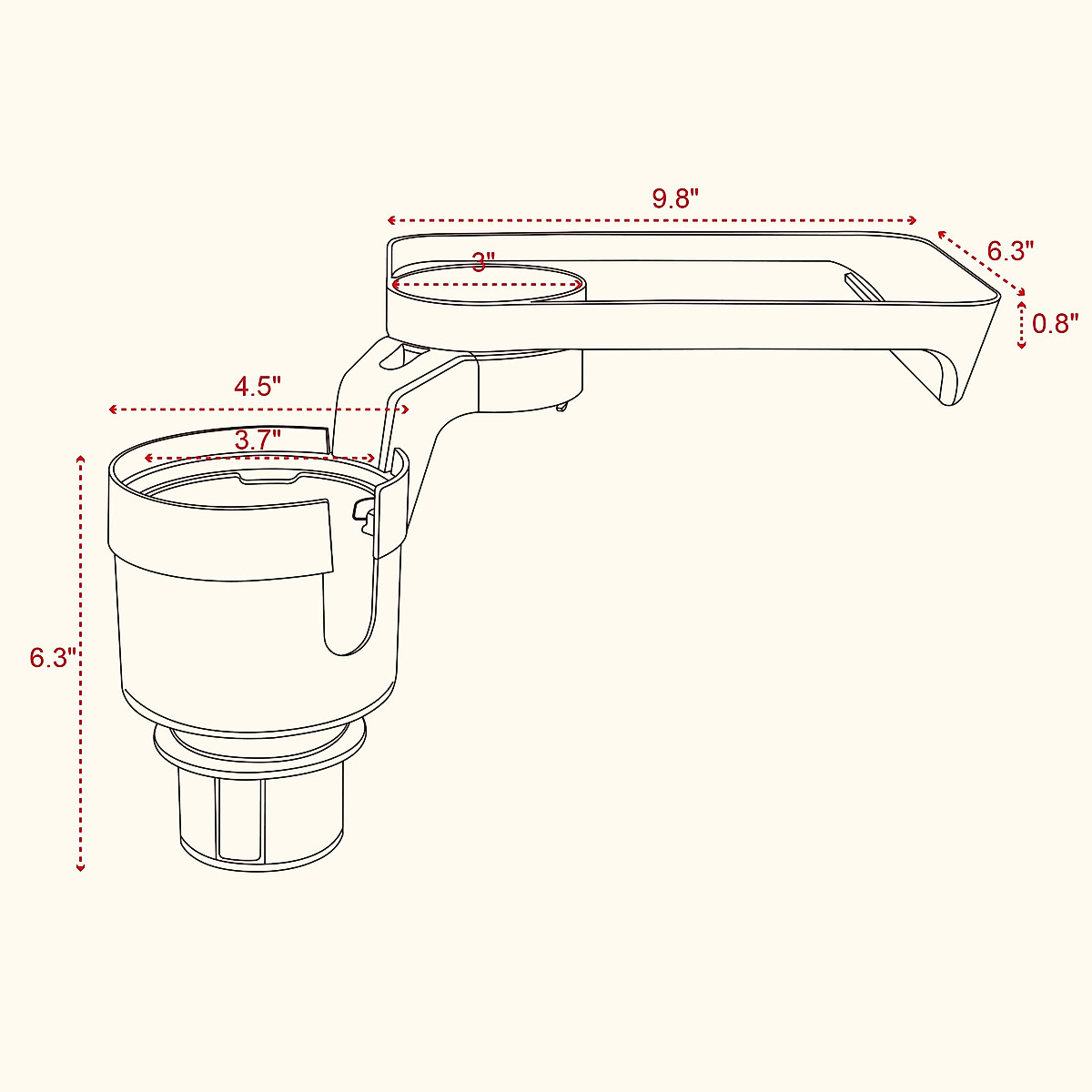 SEVEN SPARTA Car Cup holder Expander&Tray for Compatible with Yeti 20/26/30 oz, Hydro Flasks 32/40 oz, Nalgenes 30/32/38/48 oz, Camelbak 32/40 oz, Large Bottles in 3.4''-3.7'' Diameter.