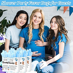Resurhang 50 Sets Gift Bag for Baby Shower 50 Bear Baby Shower Goodie Bags Bear Paper Bag with Handles and Tissue Paper Baby Shower Party Favor Bags for Guests Gender Reveal Return Gift (Blue)