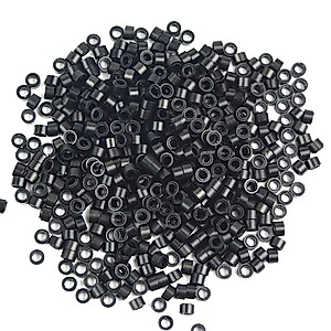1000 Pcs Silicone Lined Micro Rings Links Beads 5mm Lined Beads for Hair Extensions Tool (Black+Dark Brown+Brown+Dark Blonde+Blonde)