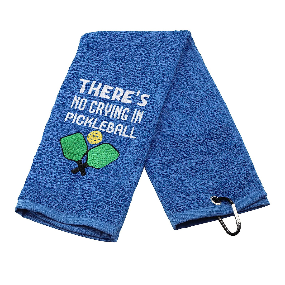 Pickleball Towel There's No Crying in Pickleball Player Embroidered Sports Teem Hand Towel Gift for Pickleball Player (No Crying in Pickleball)