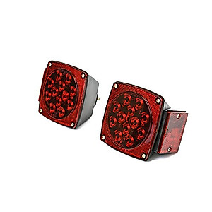 MAXXHAUL 70205 Trailer Light Kit - 12V All LED, Left and Right Waterproof Submersible for Trailers, Boat Trailer Truck Marine Camper RV Snowmobile, Red
