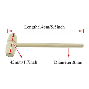 HAHIYO Mini Wooden Hammers Crab Lobster Mallets Pounding Tool Long Handle to Grip Steady No Mold Dirt Smooth Edge Solid Easy Clean Quick Eat Meat for Breakable Chocolate Heart Easter Eggs 6PCS