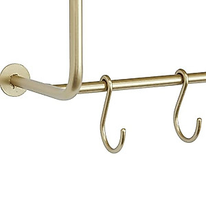 CosmoLiving by Cosmopolitan Metal Rectangle Wall Shelf with Hooks, 20" x 5" x 20", Gold