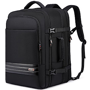 Asenlin Travel Backpack for Women Men，40L-55L Expandable Carry on Backpack，17 Inch Water Resistant Laptop Backpack for Weekender Overnight Extre Large Backpack-Black