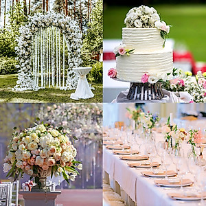 Hoteam 40 Pcs Artificial Roses Flowers Realistic Silk Roses Bouquet with Long Stem Roses Valentine‘s Day Fake Roses Bouquet for Wedding Centerpieces Bridal Shower Party Decor(White)