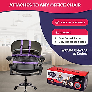 The Original Office Chair Blanket by SnuggleBack; Cozy Comfy Office Desk Chair Wrap Attaches for Convenient Heat and Hands-Free. Stay Warm In The Winter or Summer. Sherpa Fur Lining