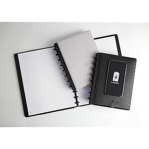 TUL® Wireless/Wired Charging Discbound Notebook, Leather Cover, Letter Size, Black
