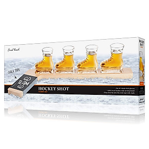 Final Touch Breakaway Hockey Shot Flight Set - 4 Skate Shots & Solid Wood Stick Serving Board with Tape Chalkboard (FTA6629)