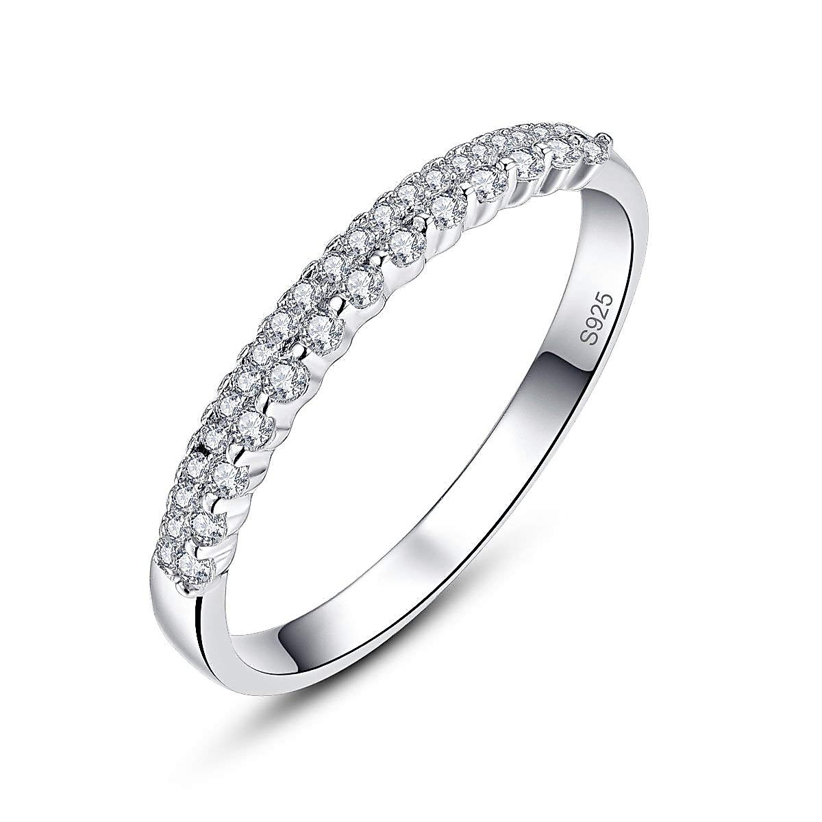 AVECON 1.2ct 925 Sterling Silver Bridal Ring Sets Round Cut CZ Engagement Rings promise rings for her wedding bands for Women Size 6.5