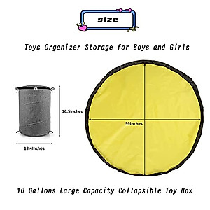 Gifmore Toy Storage Organizers and Play Mat for Kids, Toy Storage Bins for Building Bricks & Blocks, Foldable Canvas Toys Bag for Boys and Girls