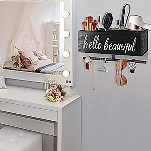 Y&ME YM Hair Dryer Holder Wall Mounted, Hair Tools and Styling Organizer with Jewelry Holder,Hair Tool Organizer for Flat Iron,Curling Wand, Hair Straighteners, Brushes, Flat Iron