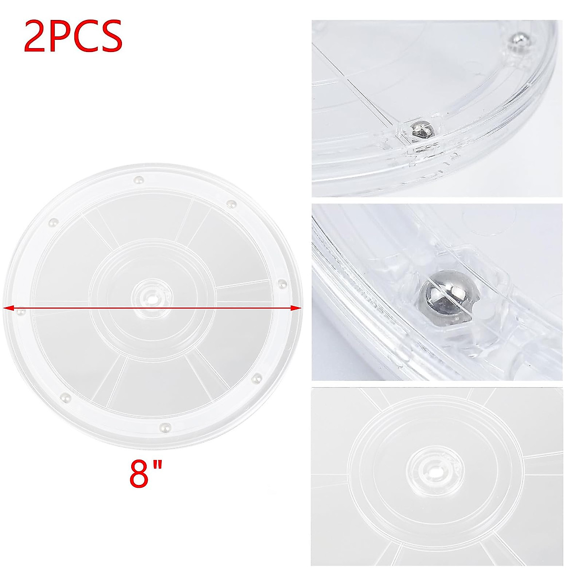 MY MIRONEY 8 Inch Lazy Susan Turntable Organizer Clear Plastic Acrylic Organizers Heavy Duty Rotating Swivel Stand with Steel Ball Bearings Pack of 2