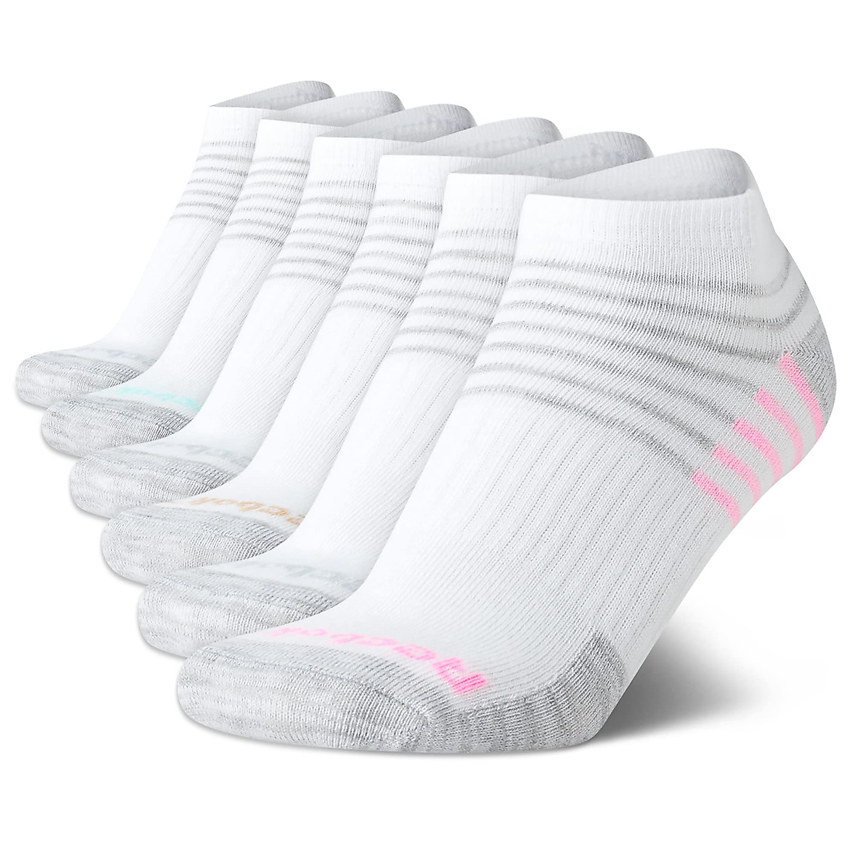 Reebok Women's Athletic Socks - Performance Low Cut Socks (6 Pack), Size 4-10, White Multi