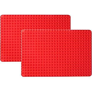 Utoimkio Non-Stick Silicone Baking Mat, Sheets Cooking Pan Tray Oven 15'' x 10'' Large Healthy Fat Reducing Sheet for Grilling BBQ (2 Pack) as shown