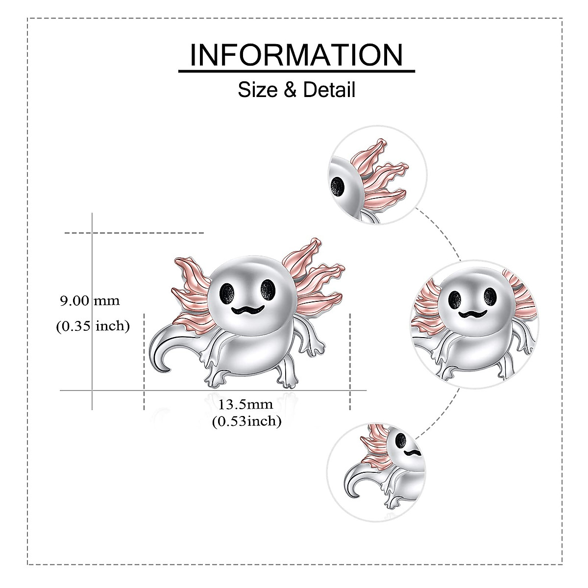 YAFEINI Axolotl Stud Earrings Sterling Silver Sea Creature Stud Earrings Tiny Earrings Animal Lover Cute Jewelry Gift