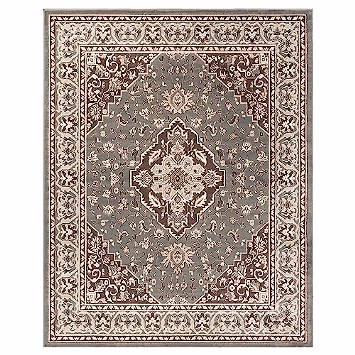 Superior Indoor Area Rug, Plush Carpet Cover, Traditional Oriental Medallion, Perfect for Hallway, Entryway, Living Room, Dining, Bedroom, Office, Kitchen, Glendale Collection, 3' x 5', Grey