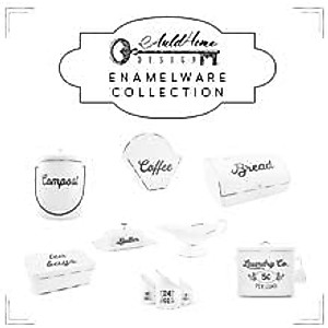 AuldHome Farmhouse Laundry Powder Container, White Enamelware Detergent Bin with Scoop