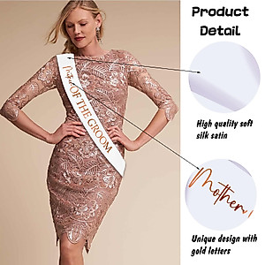 Generic Mother of The Groom Sash with Rose Gold Foil, White Bachelorette Party Sash for Bridal Shower Engagement Supplies Gifts Wedding Accessories for Groom to Be's Mother