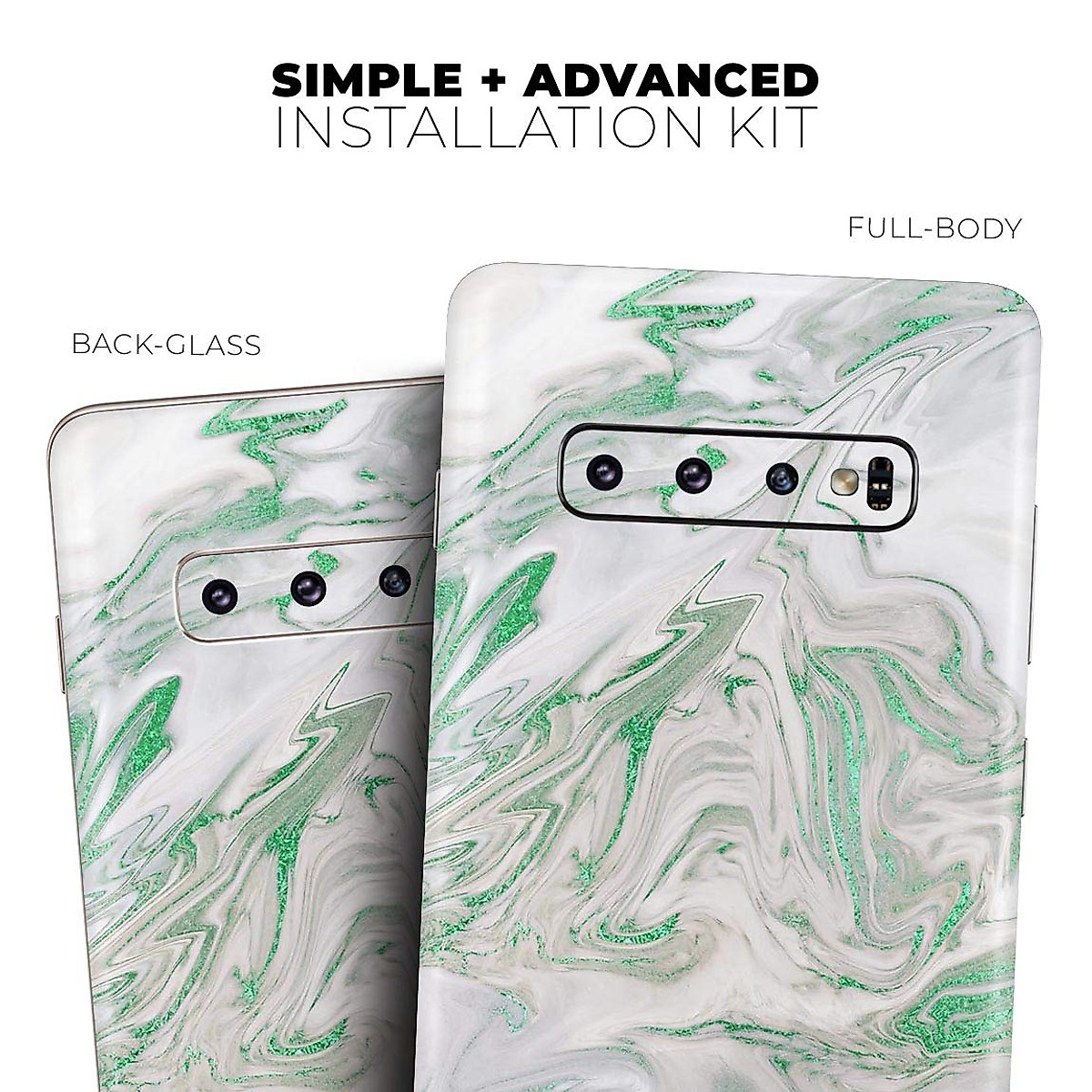 DesignSkinz Mint Marble & Digital Gold Foil V10 Protective Vinyl Decal Wrap Skin Cover Compatible with The Samsung Galaxy S20 (Screen Trim & Back Glass Skin)