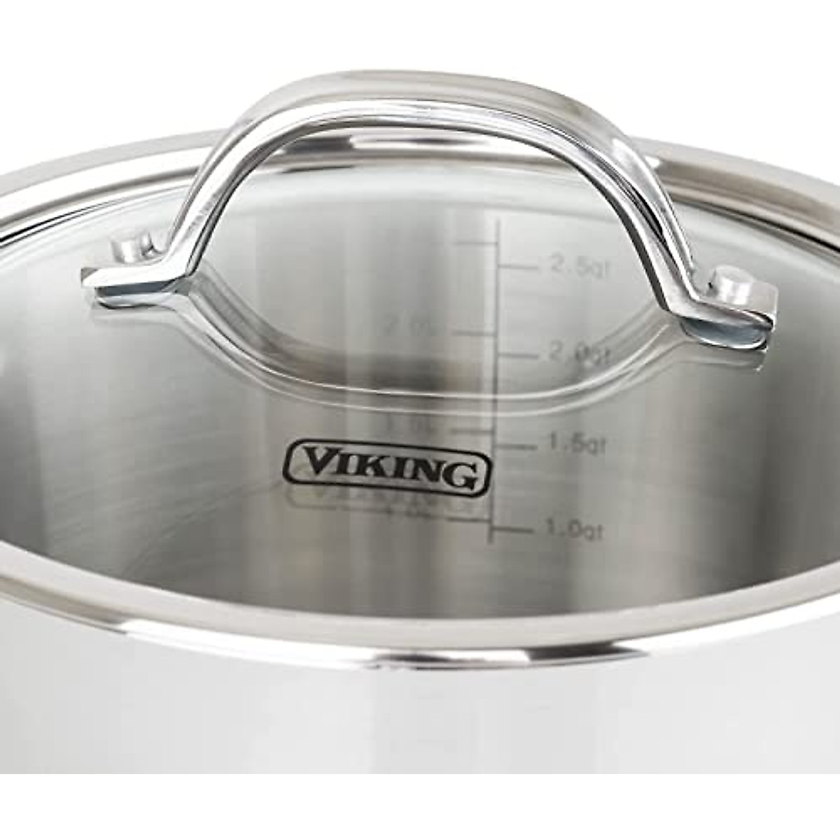 Viking Culinary Contemporary 3-Ply Stainless Steel Saucepan, 3.4 Quart, Includes Glass Lid, Dishwasher, Oven Safe, Works on All Cooktops including Induction