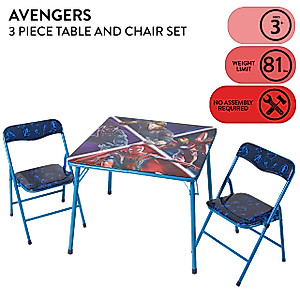 Marvel Avengers Infinity War 3 Piece Children's Activity Square Table and Chair Set, Ages 3+